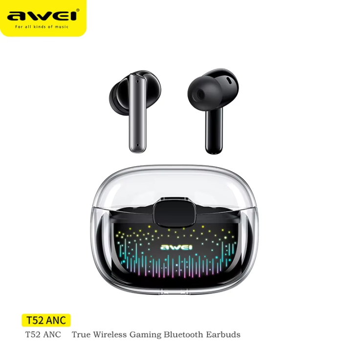 AWEI T52 ANC/ENC Bluetooth 5.4 RGB Lighting Smart Touch Control True ...