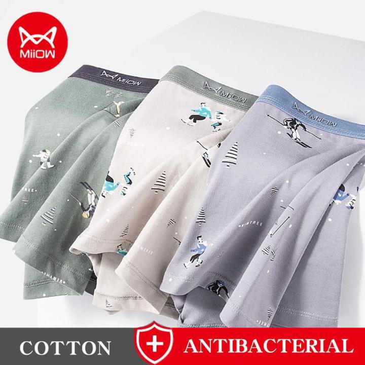 Miiow 3Pcs Men's Printed Cotton Breathable Comfortable Underwear ...