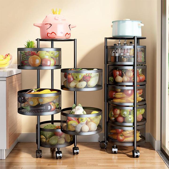 5Layers Kitchen Rotating Shelf 360 Degree Baskets Fruit Vegetable ...