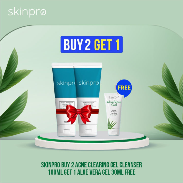 SkinPro Buy 2 Acne Clearing Gel Cleanser 100ml Get 1 Aloe Vera Gel 30ml ...