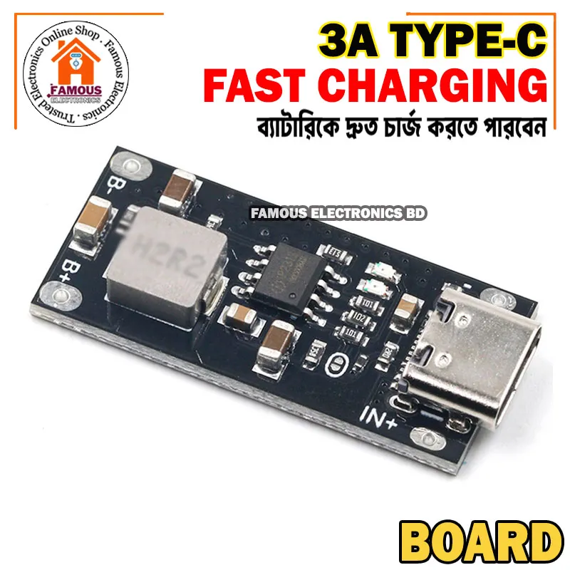 Lithium Battery 18650 Charging Module 3A Type C Fast Charging Board ...
