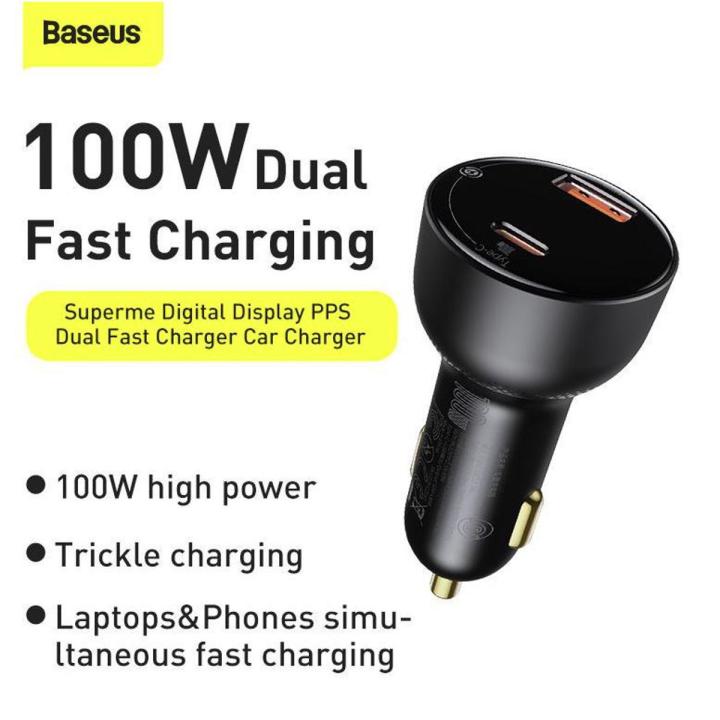Baseus PD 100W Car Charger Quick Charge QC4.0 QC3.0 PD 3.0 Fast ...