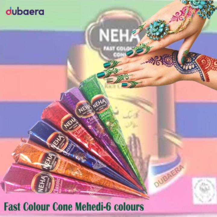 Neha Fast Colour Cone Mehedi-6 colours (6 pics) | Daraz.com.bd