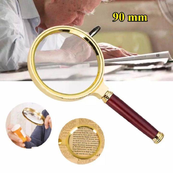 90mm magnifier wooden handle Reading Magnifying Glass Lens Handheld ...
