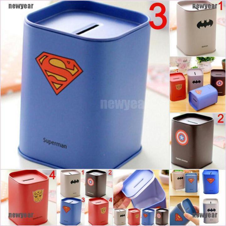 【new】 Batman Superman Brush Pot Money Box Piggy Bank Kids Birthday Gift ...