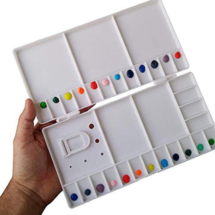 Color Mixing Plate Portable White Watercolor Paint Palette Case Folding ...