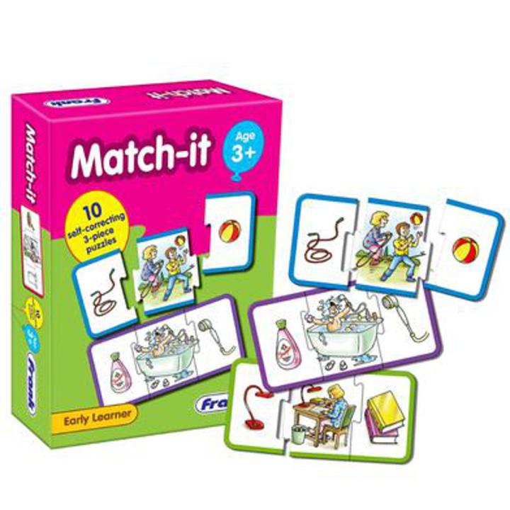 MATCH-IT 30 Pieces 10 Self-Correcting 3-Piece Puzzles Early Learner ...
