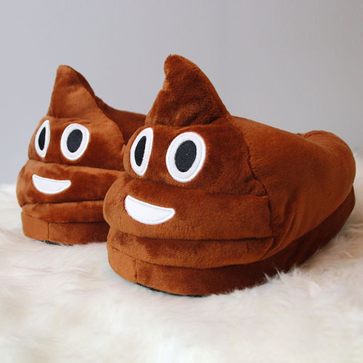 Poop slippers emoji expression all-inclusive cotton shoes half-support ...