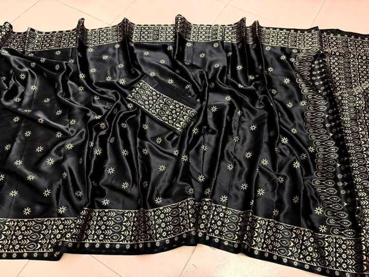 Black Color Tangail Boduya Benarosi Saree For Women- Tangail Sharee ...