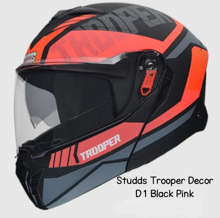 STUDDS Trooper D1 Flip-up Full Face with Dual Visor Motorbike Helmet ...