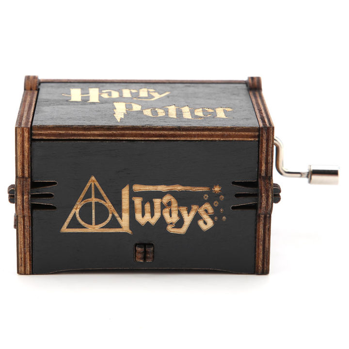 Wooden Music Box Harry Potter Star Wars Engraved Hand Crank Kids Toys ...