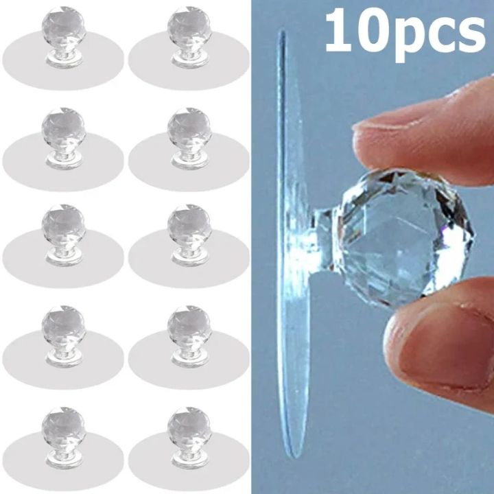 10PCS Door Knobs Transparent Crystal Cabinet Drawer Handles Self ...