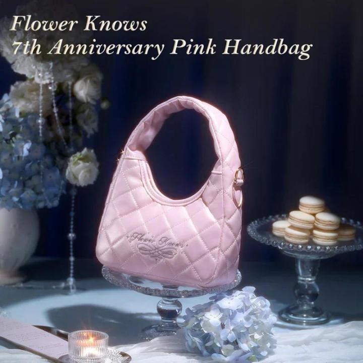 Flower Knows 7th Anniversary Pink Handbag PU Leather Bag Solid Color ...