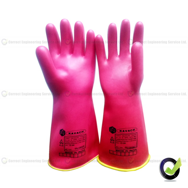 Kavach Rubber Insulating Seamless Hand Gloves Electric Shock Proof ...