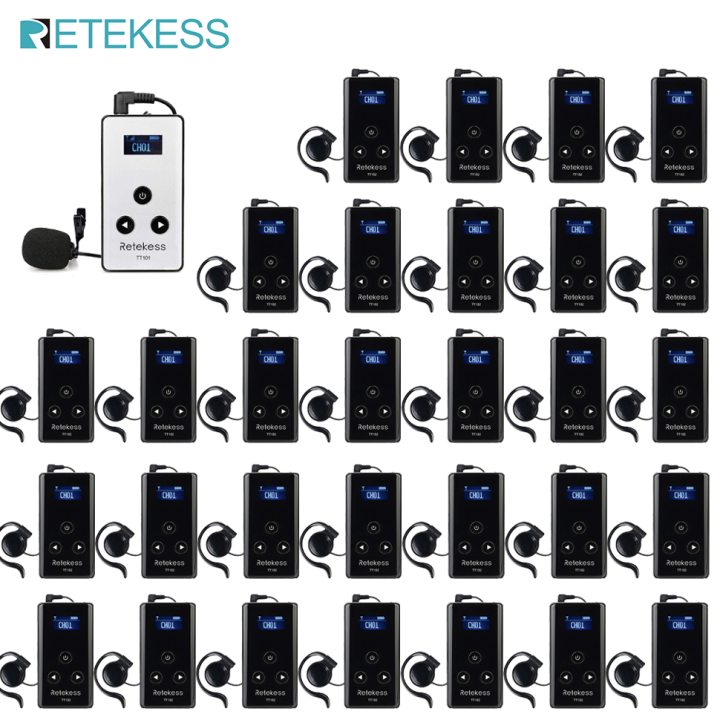 Retekess TT101 Wireless Tour Guide Long Standby Monitoring Mute Switch Assistive Listening ...