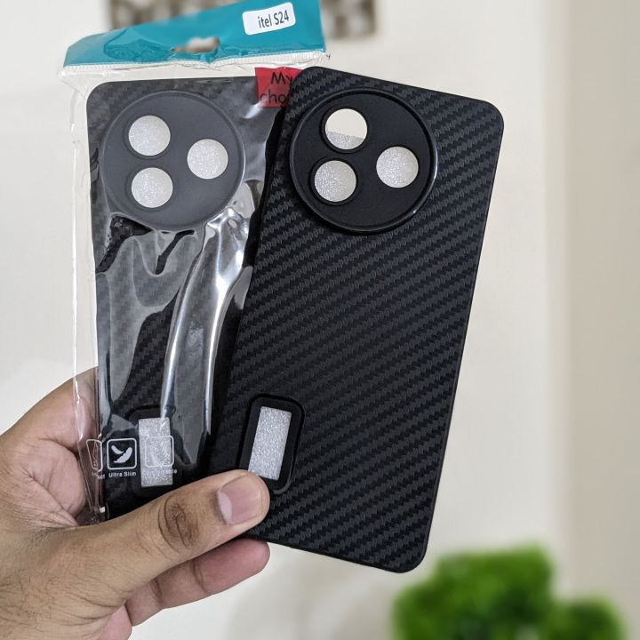 For Itel S24 Back Cover Premium Silicone Soft Case With Carbon Fiber ...