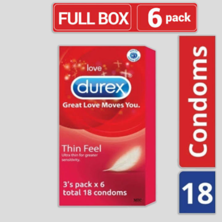 Durex -Thin Feel Condom - Full Box - 3x6=18pcs | Daraz.com.bd