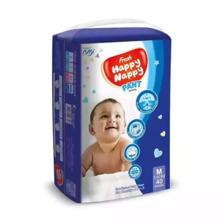 Fresh Happy Nappy M Size (40pcs) Pant Style Baby Diapers for 7-12Kg ...