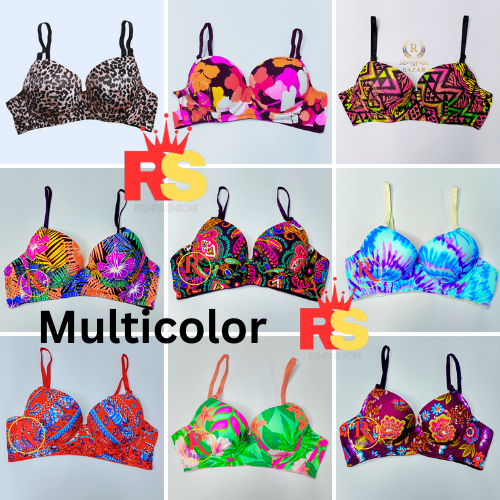 Multicolor Printed Push Up Foam Bra for Women and Girls - Fitting and ...