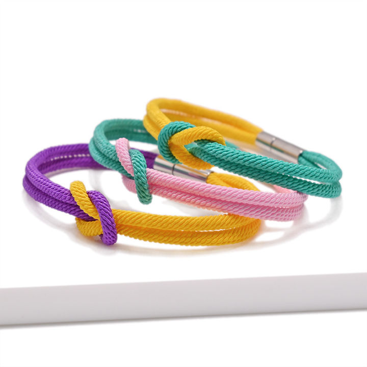 Meetvii Double Layer Milan Rope Bracelets Lucky Knot Ethnic Charm ...