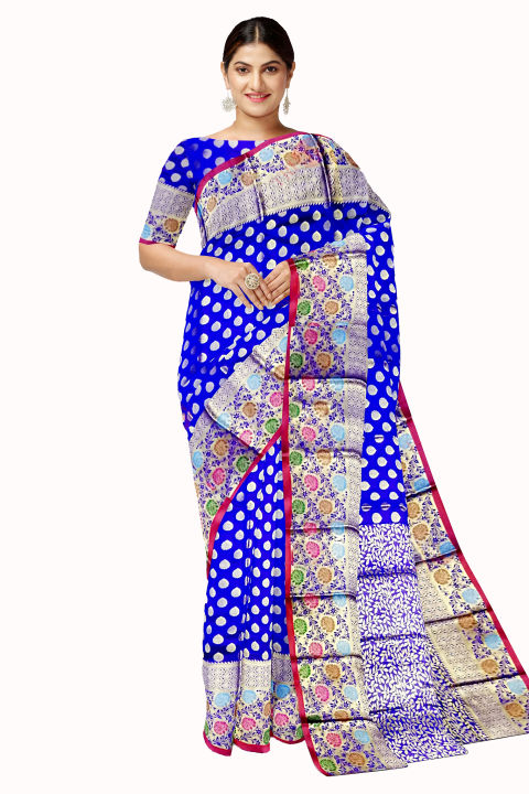 Navy Blue Color Full Body Work Exclusive Katan Saree for Women From ...