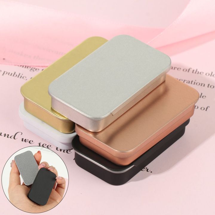 Mini Metal Rectangular Empty Hinged Tins Portable Box Containers Small ...