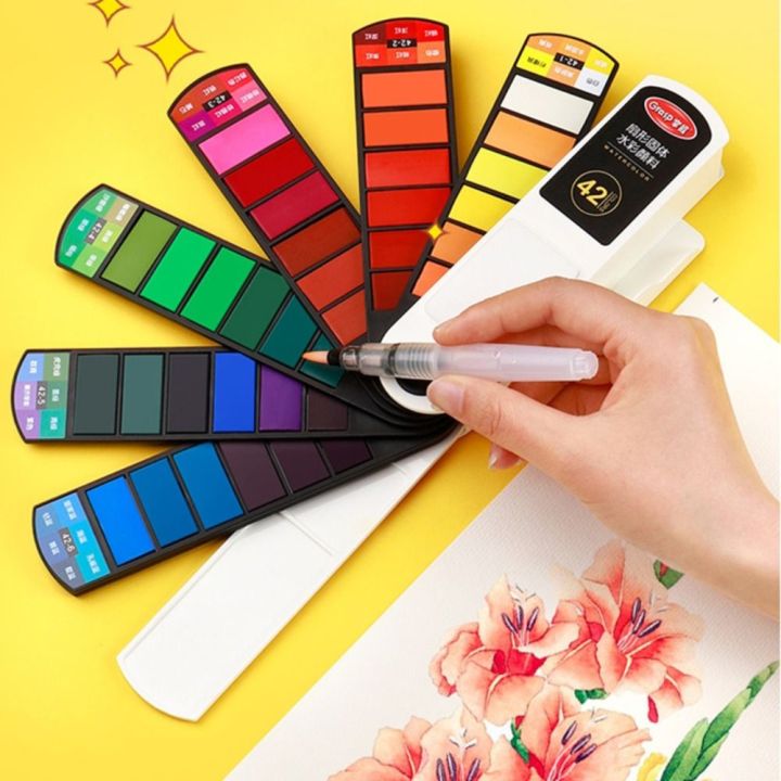 High Quality Folding Watercolor Paint Set with Water Brush Pen Solid ...