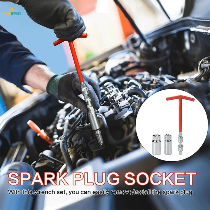 Spark Plug Socket Wrench Repairing Tool Kit Portable Remover Installer ...