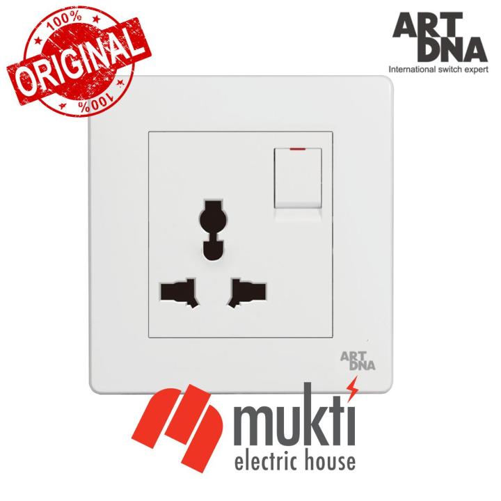 Art DNA E3 White Series 16A Three Pin Multi Universal Switched Socket ...