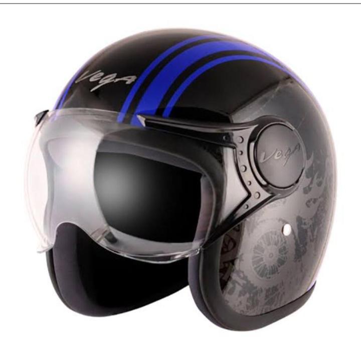 Vega Half Face Black Blue Helmet | Daraz.com.bd