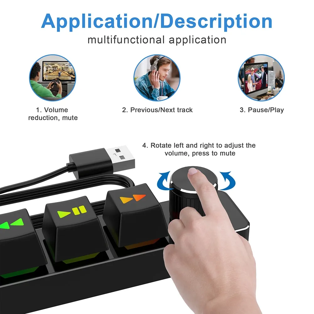 Macro Keyboard 3/4/9/12 Key 2 Knob Mechanical Keyboard Hot Swap Custom Keypad One-Handed Keypad ...