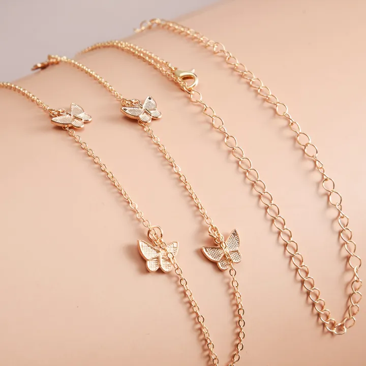 Double Thin Chain Women's Waist Chain Charming Butterfly Stainless ...