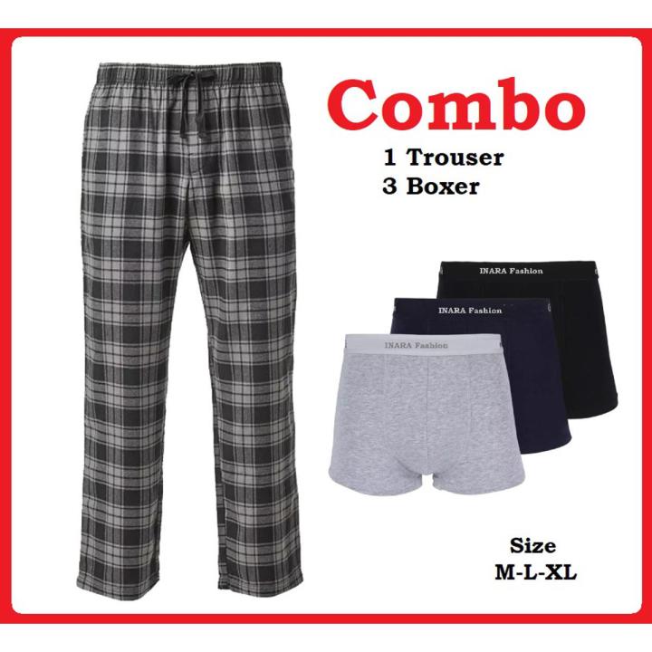 4 In1 Combo 1 Piece Trouser 3 Piece Boxer For Men Multicolor - Under ...