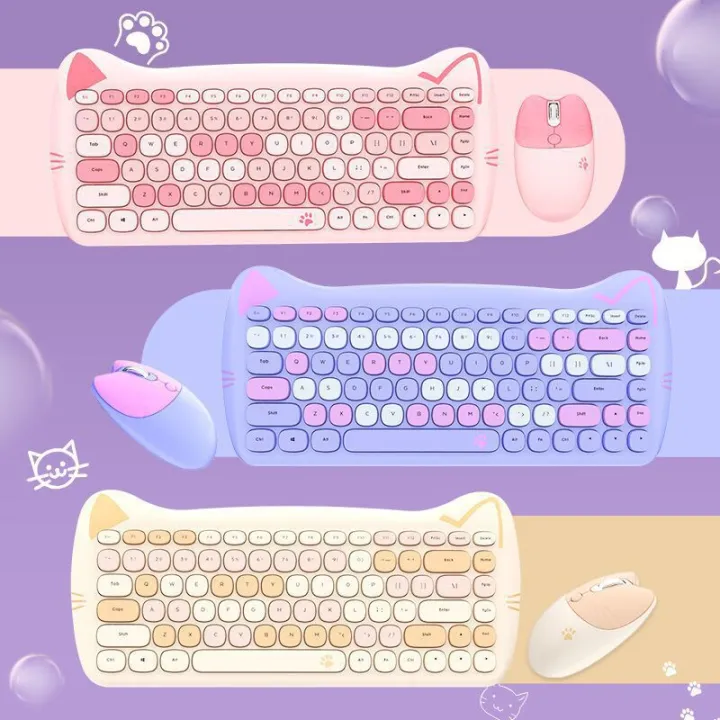 Ferris Hand Wireless 2.4G Keyboard & Mouse Set Meow Cute Cat Keyboard ...