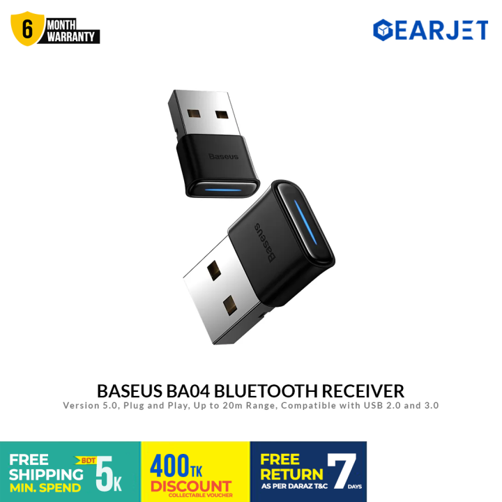 Baseus BA04 Bluetooth Receiver Adapter Version 5.0 Driver Free Plug and ...