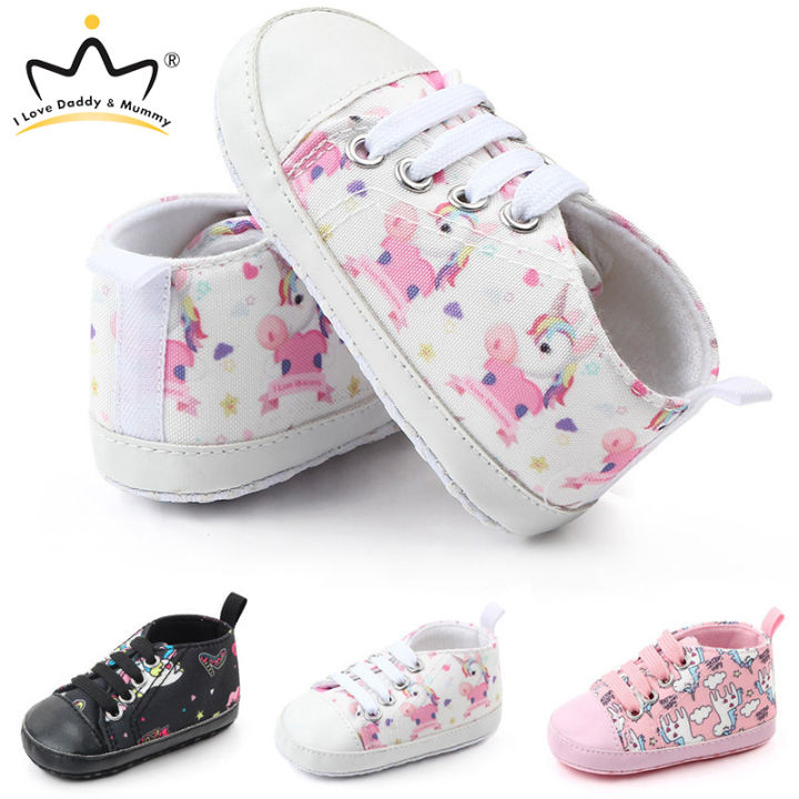 Baby Flat Shoes Princess Unicorn Print PU Leather Baby Shoes Babay Girl ...