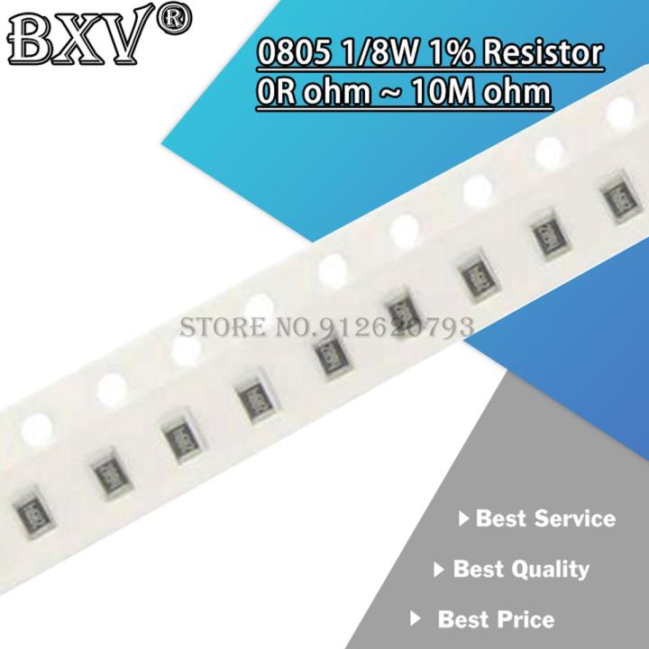 100PCS 0805 1% 1/8W SMD Chip Resistor 0R ~ 10M 0 1R 10R 100R 220R 330R 470R 1K 4.7K 10K 47K 100K ...