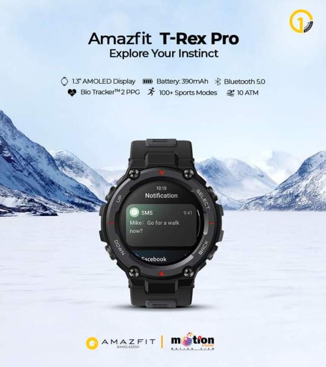 Amazfit T-Rex Pro Smart Watch Global Version - Black | Daraz.com.bd