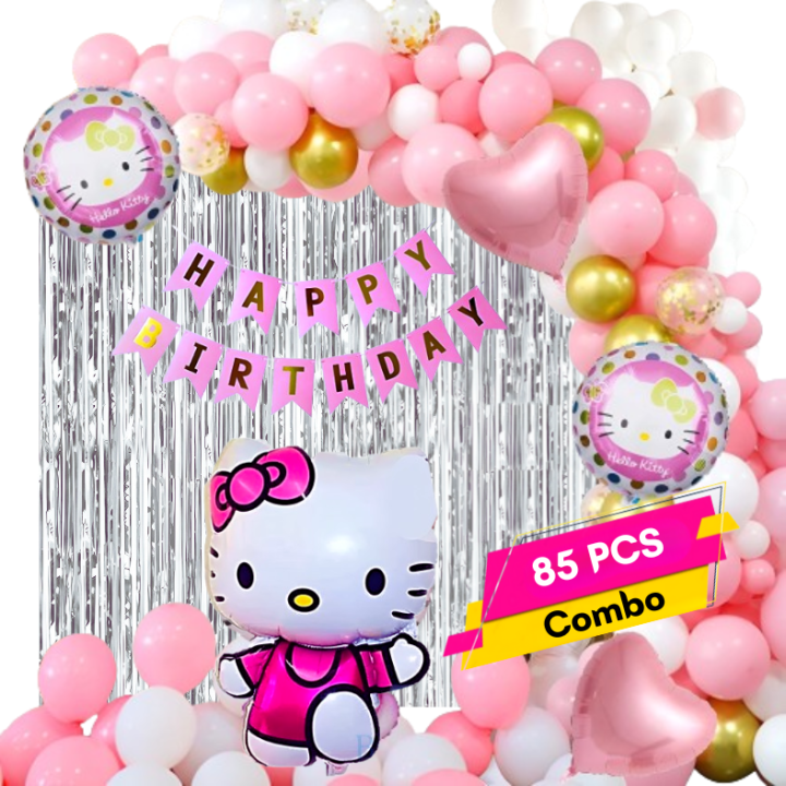 Hello Kitty Birthday Decoration Pack: Includes Banner, Foil Backdrop ...