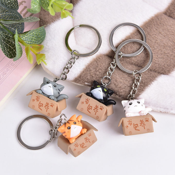 1Pcs Cute Cartoon Cat Key Rings Chains Pendant Ornament Creative Little ...