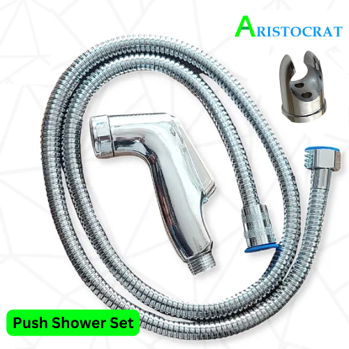 Toilet Push Shower Set Head & Holder Plastic Silver Colour Model 01 ...