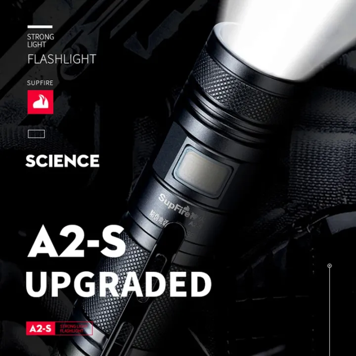 SUPERFIRE A2-S Powerful LED Flashlight Zoomable Tail USB Charging Waterproof Torch for Camping 5 ...