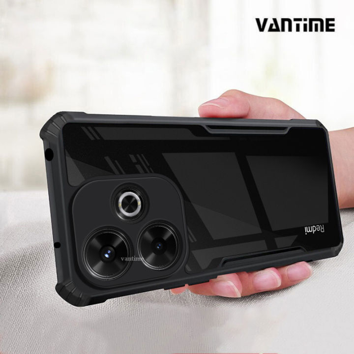 Vantime for Xiaomi Redmi 13 / Poco M6 4G Case Transparent Back Hard Shockproof Phone Cover ...