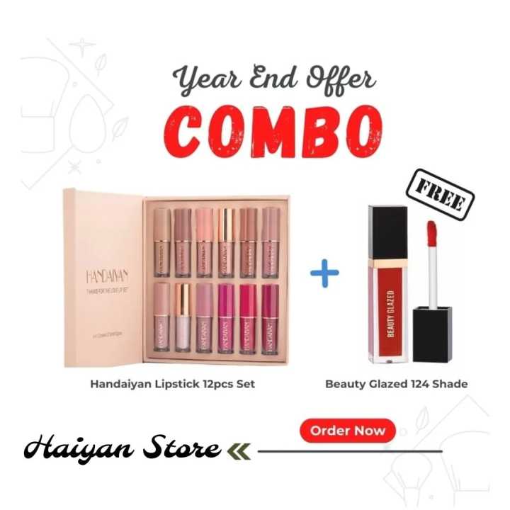 Handaiyan 12 Color Matte Liquid Lipstick Set Long-Lasting Smudge Proof ...