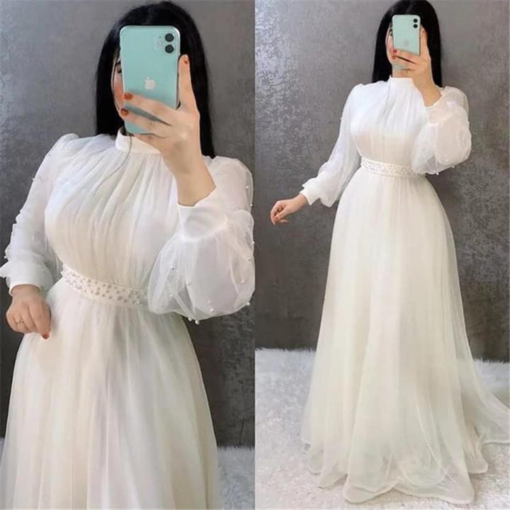 New design Stylish White Color Pal net Borka Gown Malai Georgette and ...