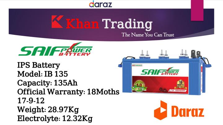 Saif Power IPS Battery 135Ah | Daraz.com.bd