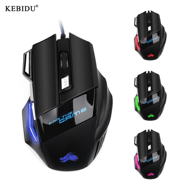 Kebidu Wired Gaming Mouse 7 Buttons LED 1600-2400-3200-5500DPI Optical Mice for PC Laptop ...
