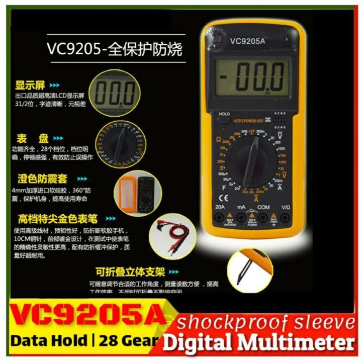 Digital Multimeter VC9205A Volts Amps Resistors Ohms Transisor Tester ...