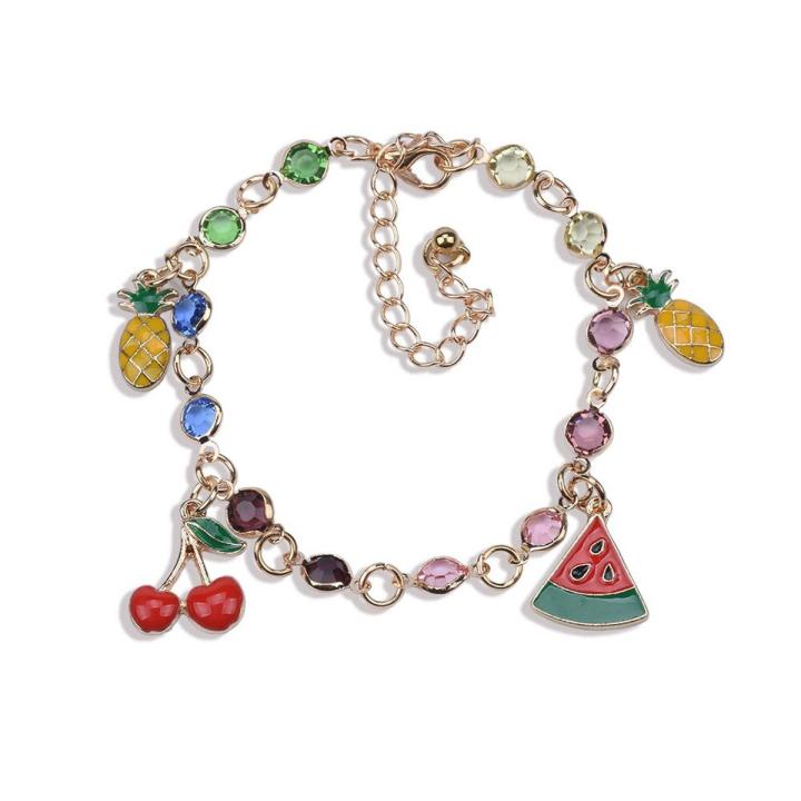 【VisioN Shop】Fashion Enamel Fruit Watermelon Pineapple Pendants Charm ...