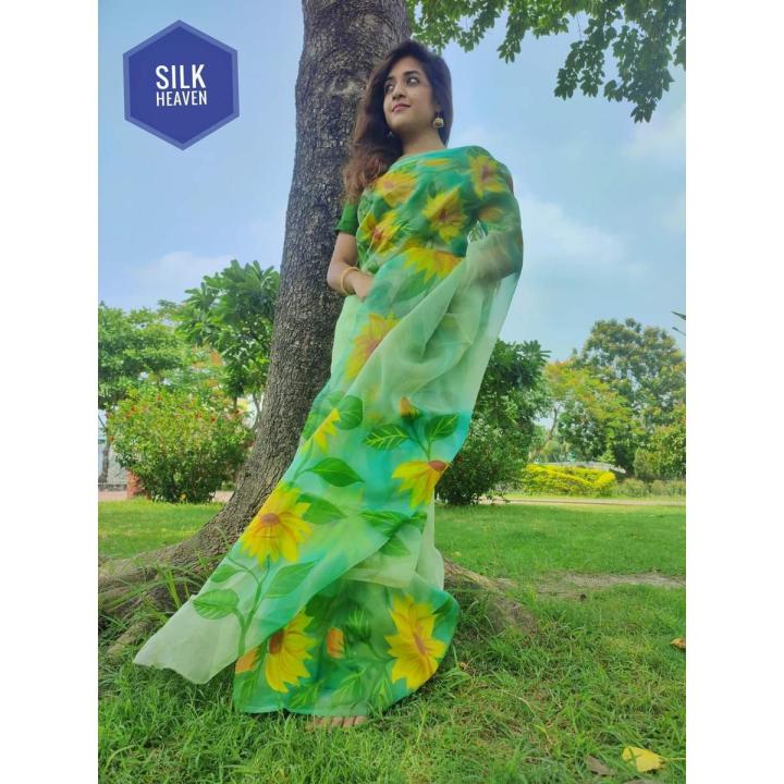Exclusive Designer Hand Print Resom silk Saree / Resom suti Saree Super ...